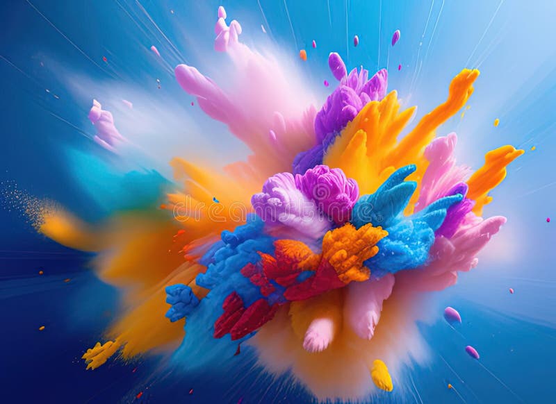 Abstract Colorful Powder, Illustration. Explosion of Multicolored ...