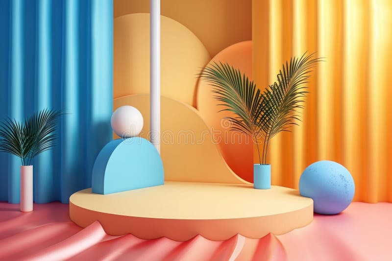 Abstract Colorful Product Display with Geometric Shapes Stock ...