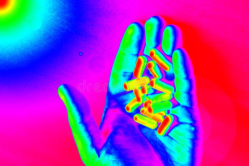 Abstract Colorful Rainbow Drugs Pills Narcotic Addiction Concept