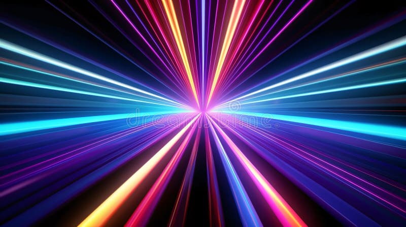 Abstract Colorful Rays on a Black Background, Computer Generated ...