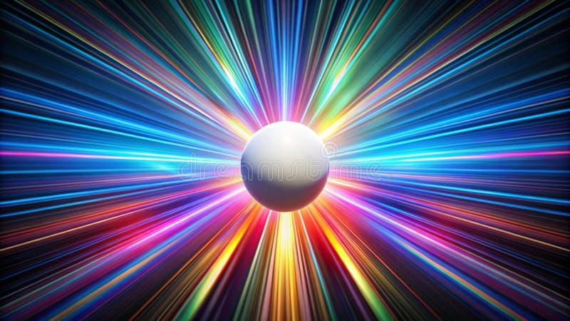 Abstract Colorful Rays Converging on a White Sphere in a Dynamic Light ...