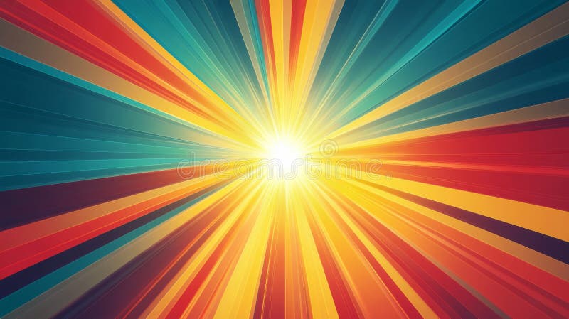 Abstract Colorful Rays Radiating from Bright Center Stock Illustration ...
