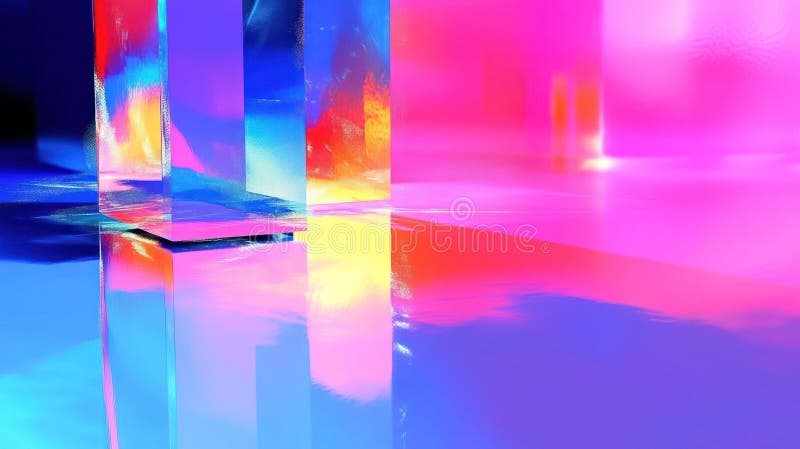Abstract Colorful Reflections with Geometric Shapes and Vibrant Hues ...