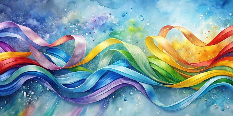 Abstract Colorful Ribbon Dance on a Celestial Background. Generative AI ...