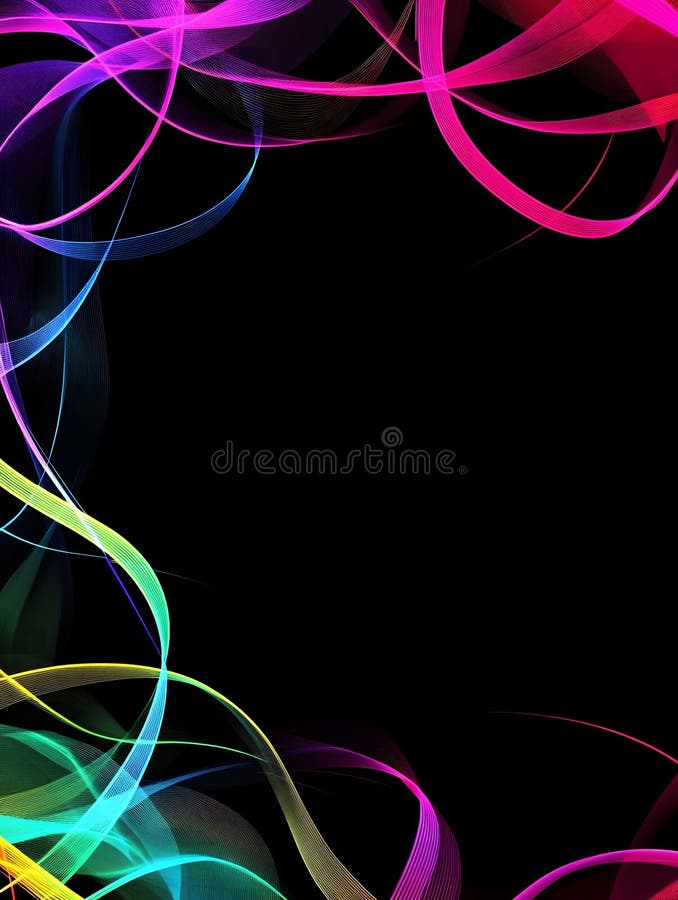 Abstract Colorful Ribbons Frame a Black Background with a Dynamic and ...