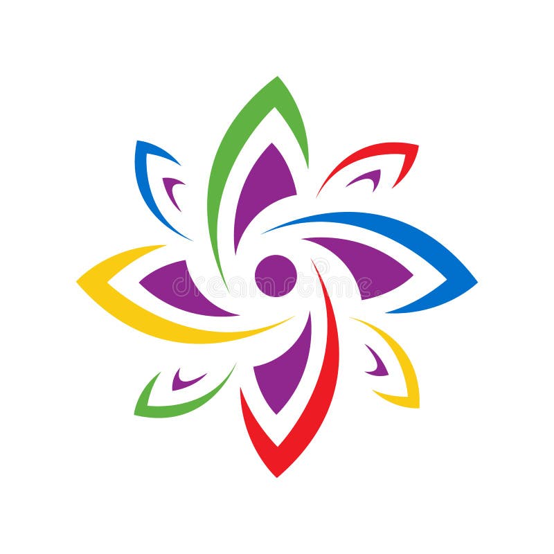 Abstract Colorful Flower Logo in a Circle Round Emblem Decoration Style ... Abstract Colorful Flower Logo in a Circle Round Emblem Decoration Style ...