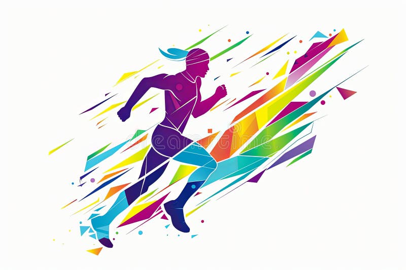 Abstract Colorful Running Silhouette. AI Image Stock Illustration ...