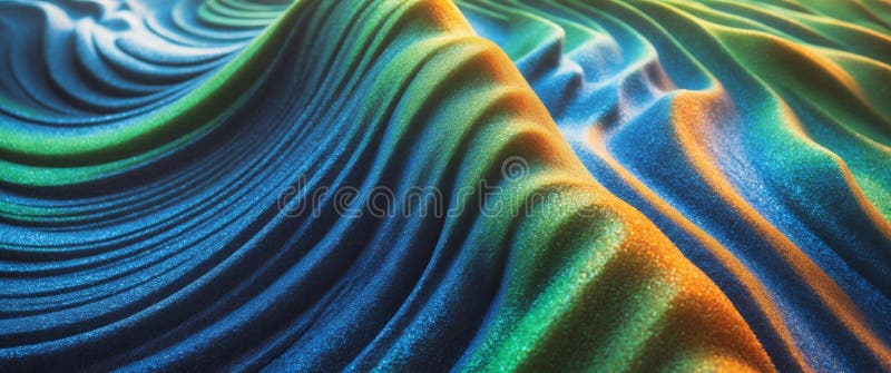Abstract Colorful Sand Waves. Blue, Green, and Orange Gradient Texture ...