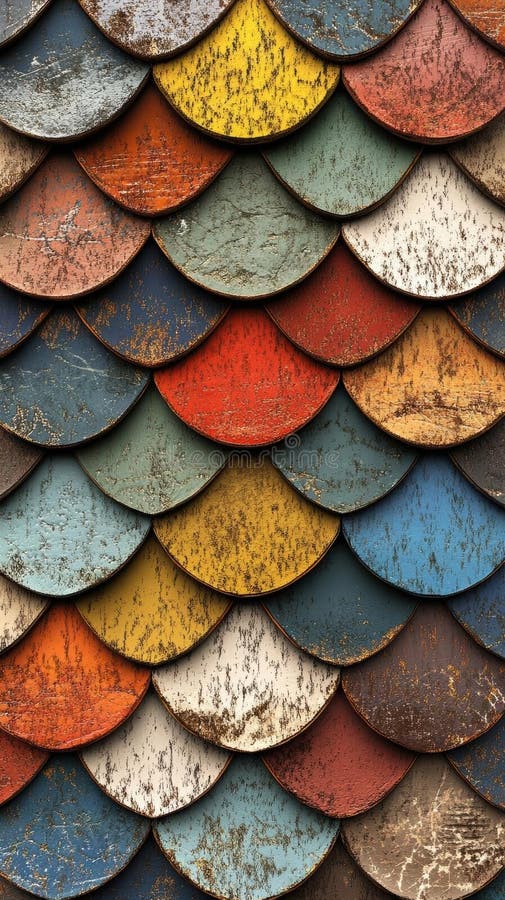Abstract Colorful Scaled Pattern with Distressed Texture Stock ...