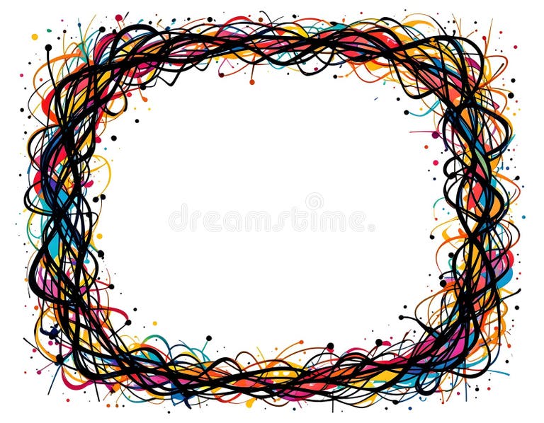 Abstract Colorful Scribble Frame on White Background for Creative ...