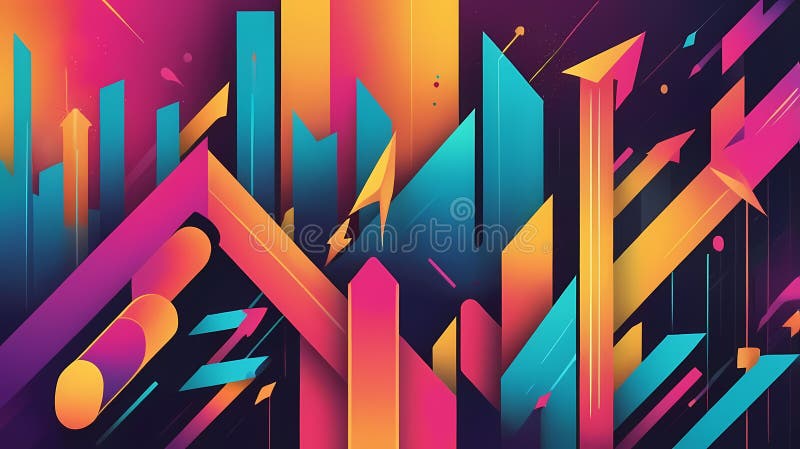 Abstract Colorful Shapes and Arrows Design Representing Growth and ...