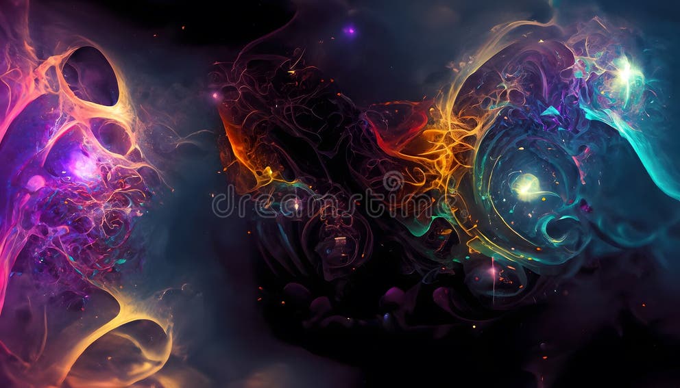 Abstract Colorful Shapes in a Celestial Nebula. Generated with AI Stock ...