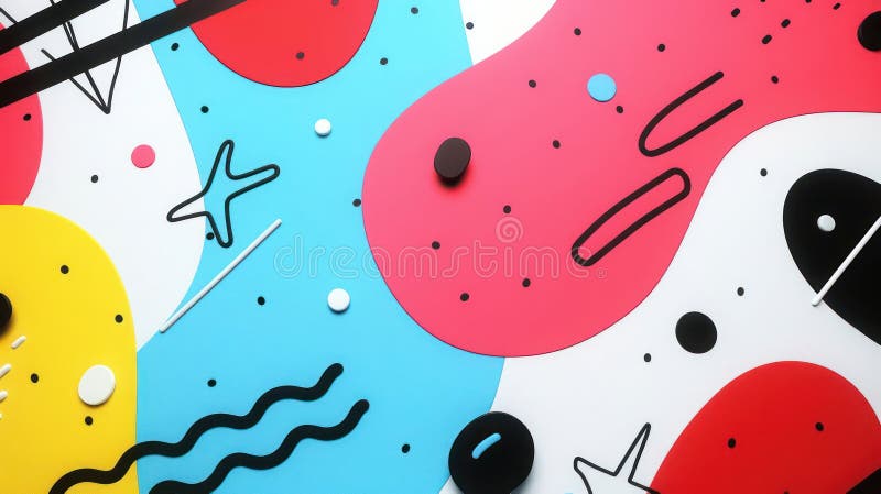 Abstract Colorful Shapes and Lines in a Playful Design Stock ...