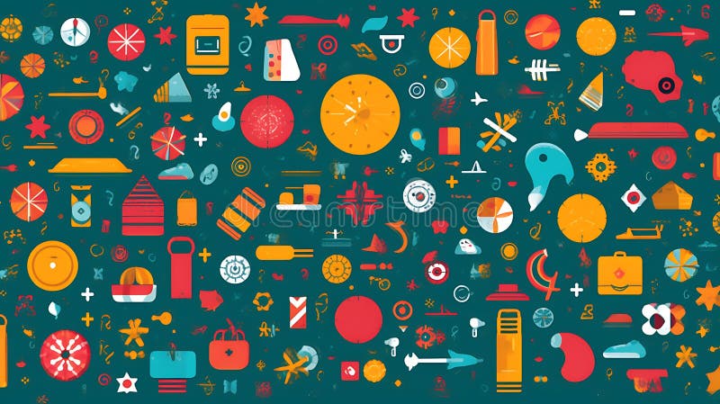 Abstract Colorful Shapes and Objects Composition Stock Illustration ...