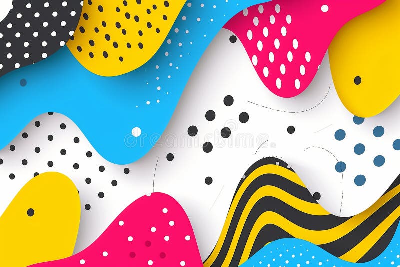 Abstract Colorful Shapes with Polka Dot Pattern Stock Illustration ...