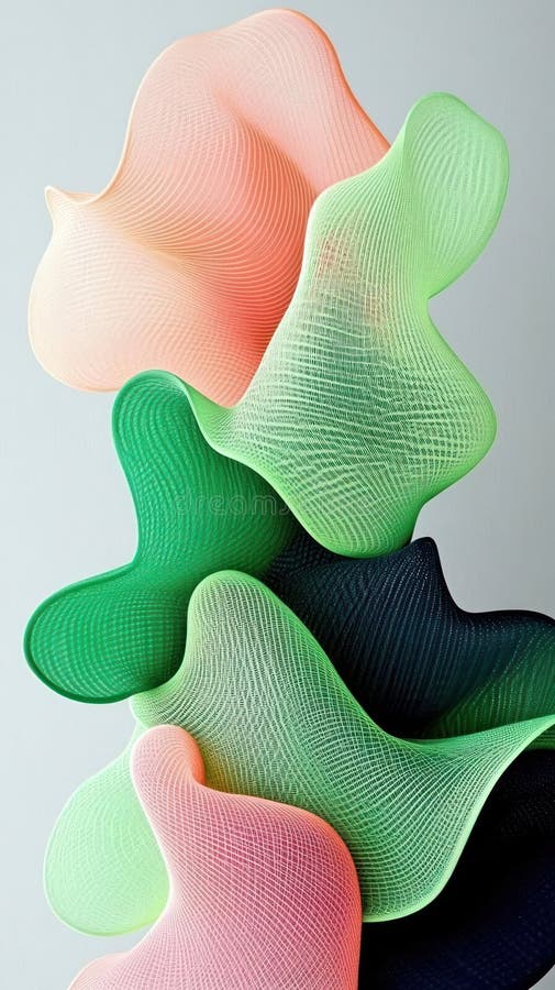 Abstract Colorful Shapes Resembling Organic Forms Layered in a Visually ...