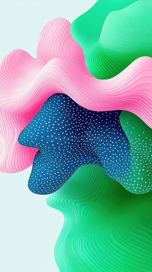 Abstract Colorful Shapes with Smooth Curves and Dotted Textures ...