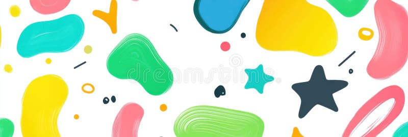 Abstract Colorful Shapes on White Background with Playful Design ...