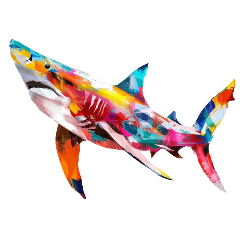 Abstract Colorful Shark on Transparent Background Stock Photo ...