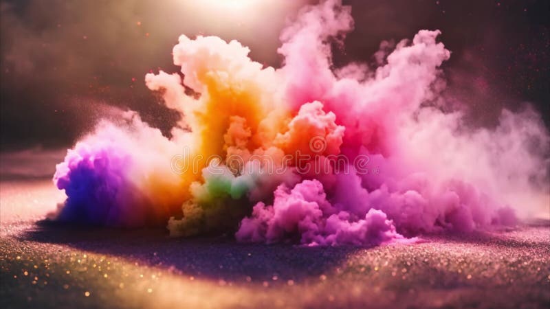 Abstract Colorful Smoke Explosion on a Glitter Surface Stock Video ...