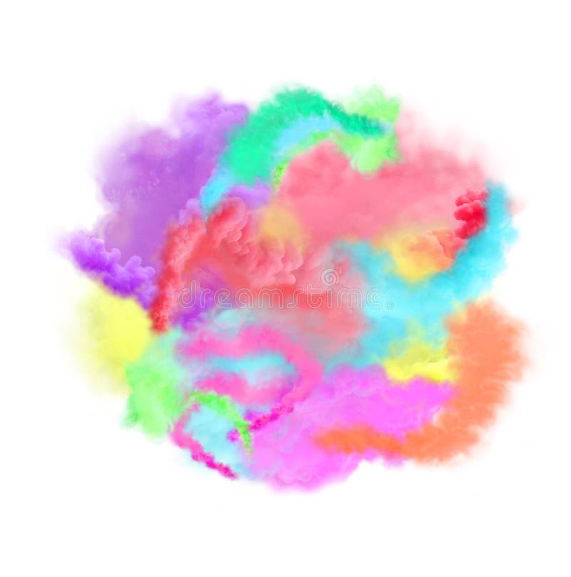 Abstract Colorful Smoke Isolated on White. Clouds or Smoke on Isolated ...