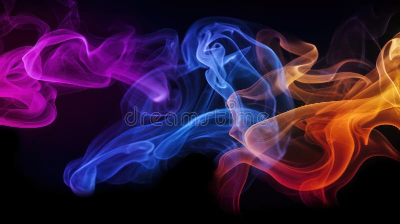 Abstract Colorful Smoke. Neon Clouds on Black Background. Gradient ...