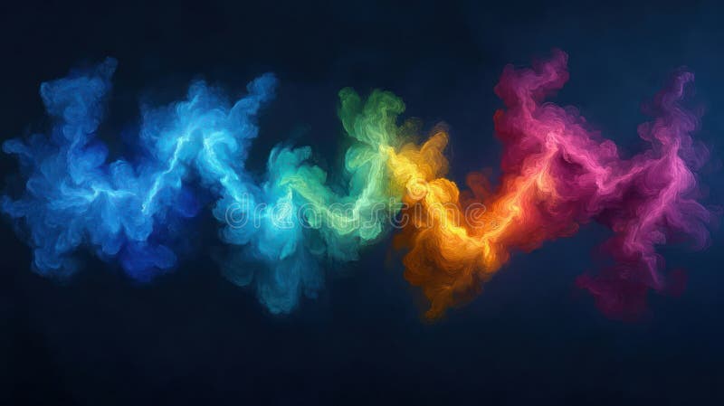 Abstract Colorful Smoke Waves on a Dark Background, Creating a Vibrant ...