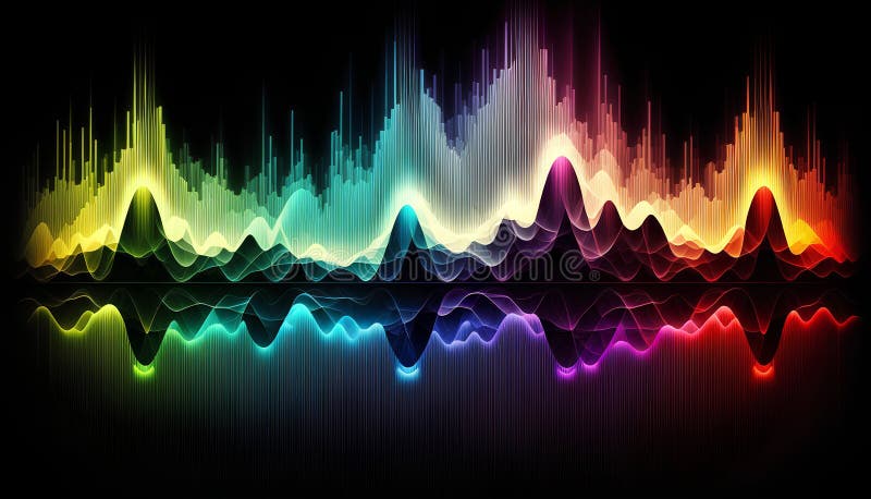 Abstract Colorful Sound Wave on Black Background, Music Equalizer ...