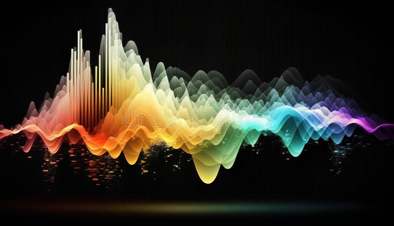 Abstract Colorful Sound Wave on Black Background, Vector Illustration ...