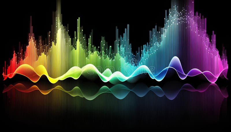 Abstract Colorful Sound Wave on Black Background, Vector Illustration ...