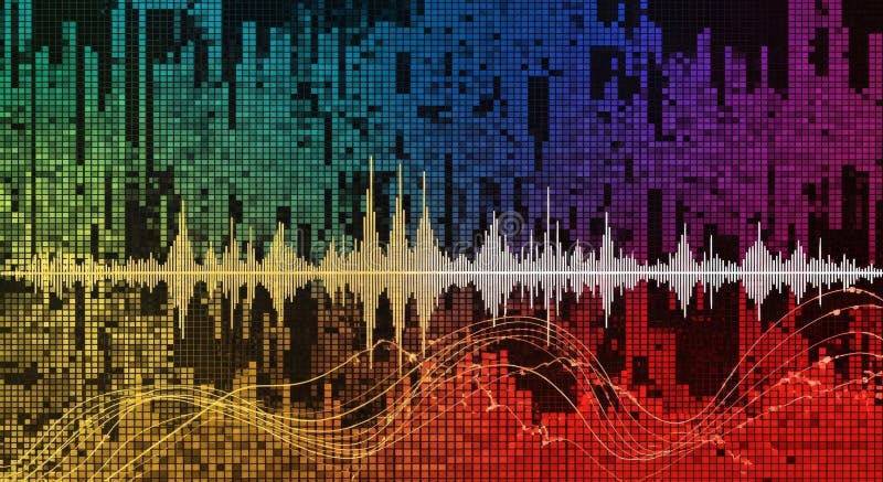 Abstract Colorful Sound Wave Visualization: Digital Audio Spectrum ...