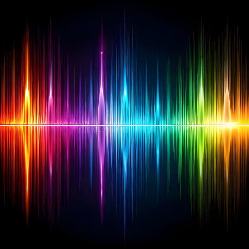 Abstract Colorful Sound Waves on Dark Background Stock Illustration ...