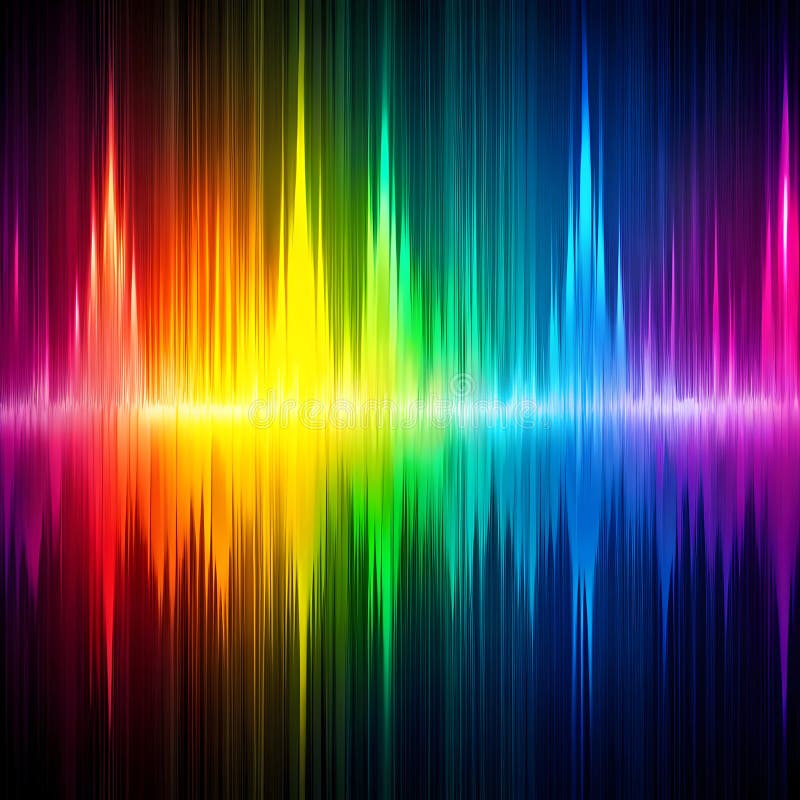 Abstract Colorful Sound Waves on Dark Background Stock Illustration ...