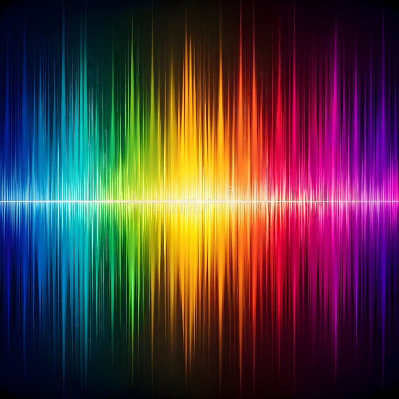 Abstract Colorful Sound Waves on Dark Background Stock Illustration ...