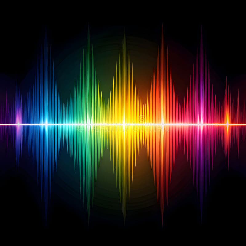 Abstract Colorful Sound Waves on Dark Background Stock Illustration ...