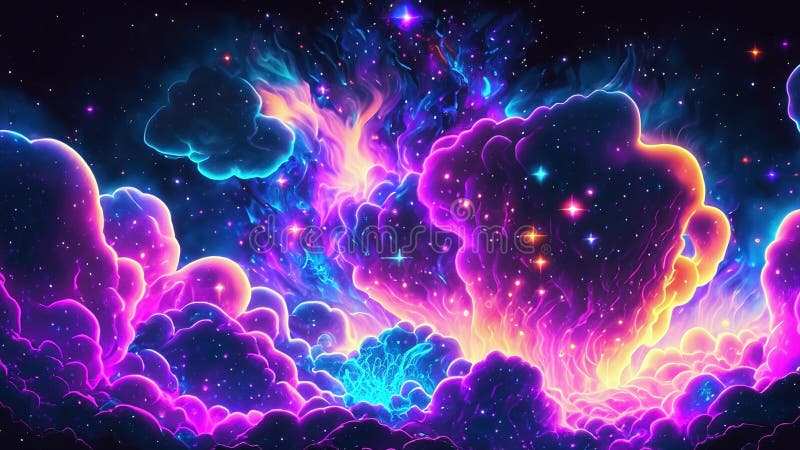 Abstract Colorful Space Clouds Illustration Wallpaper 4K Stock ...