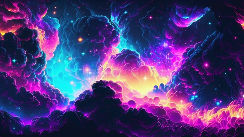 Abstract Colorful Space Clouds Illustration Wallpaper 4K Stock ...