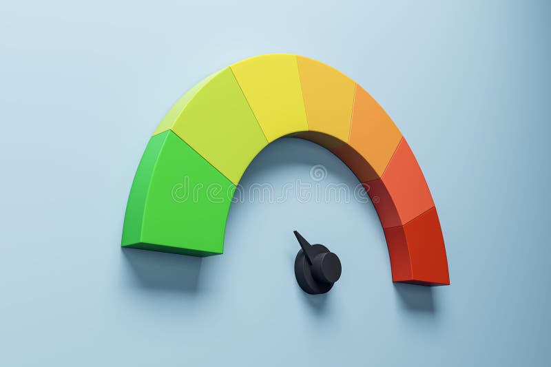 Abstract Colorful Speedometer Scale on Background. Performance, Pointer ...