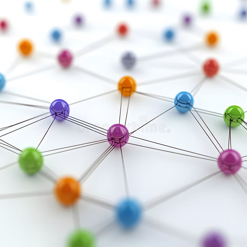 Abstract Colorful Sphere Network Connection on White Background Stock ...