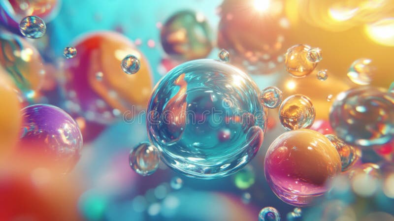 Abstract Colorful Spheres Floating in Air Stock Illustration ...
