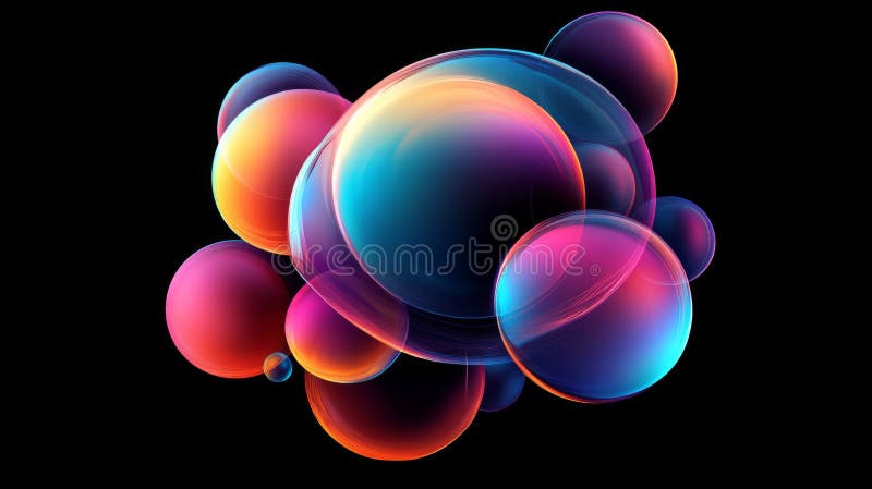Abstract Colorful Spheres Floating in Space Stock Illustration ...