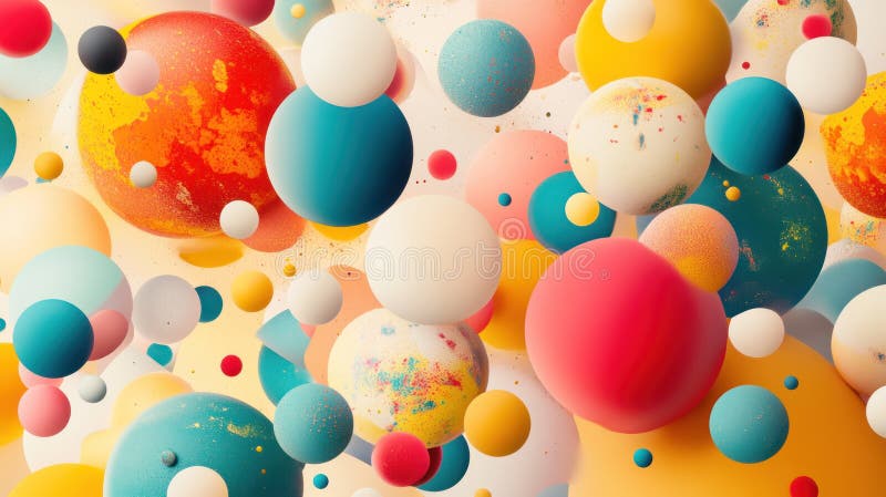 Abstract Colorful Spheres Floating in Space: a Vibrant 3D Render Stock ...