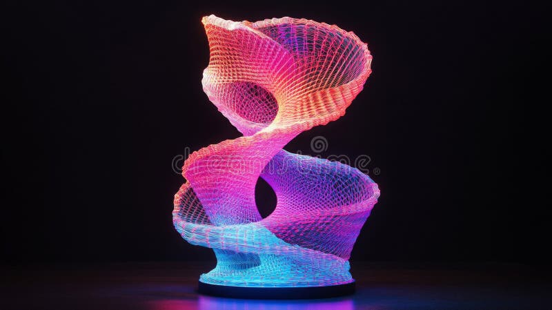 Abstract Colorful Spiral Light Art 3D Render Stock Illustration ...