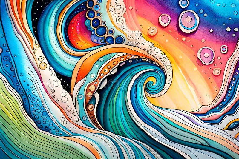 Abstract Colorful Spiral Ocean Waves. Ai Generated Stock Illustration ...
