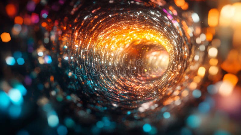 Abstract Colorful Spiral Tunnel with Bokeh Lights Stock Illustration ...