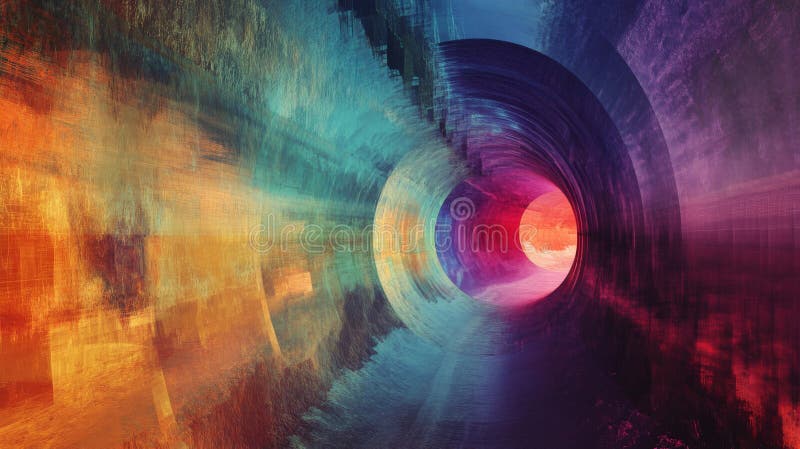 Abstract Colorful Spiral Tunnel Digital Art Stock Illustration ...