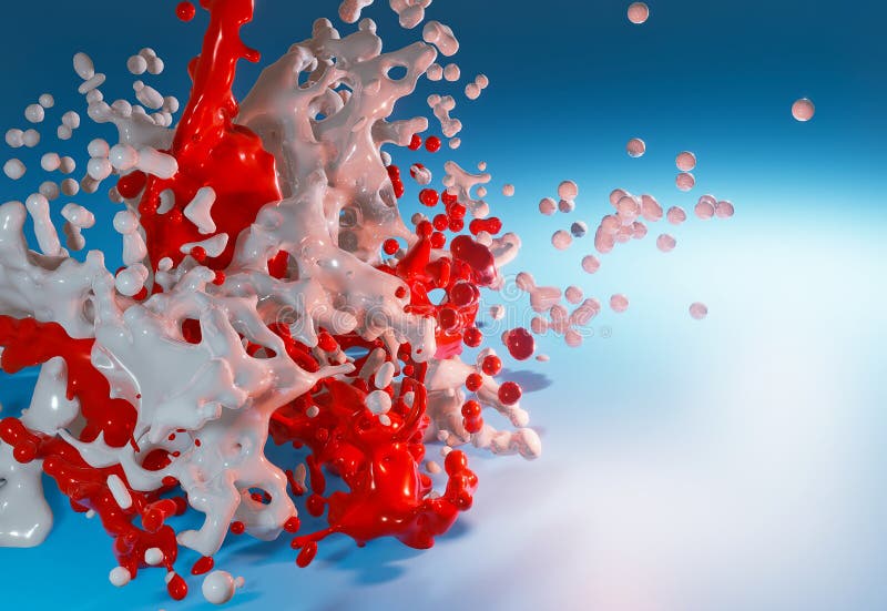 Abstract Colorful Splash in White and Red Color on Blue Background ...