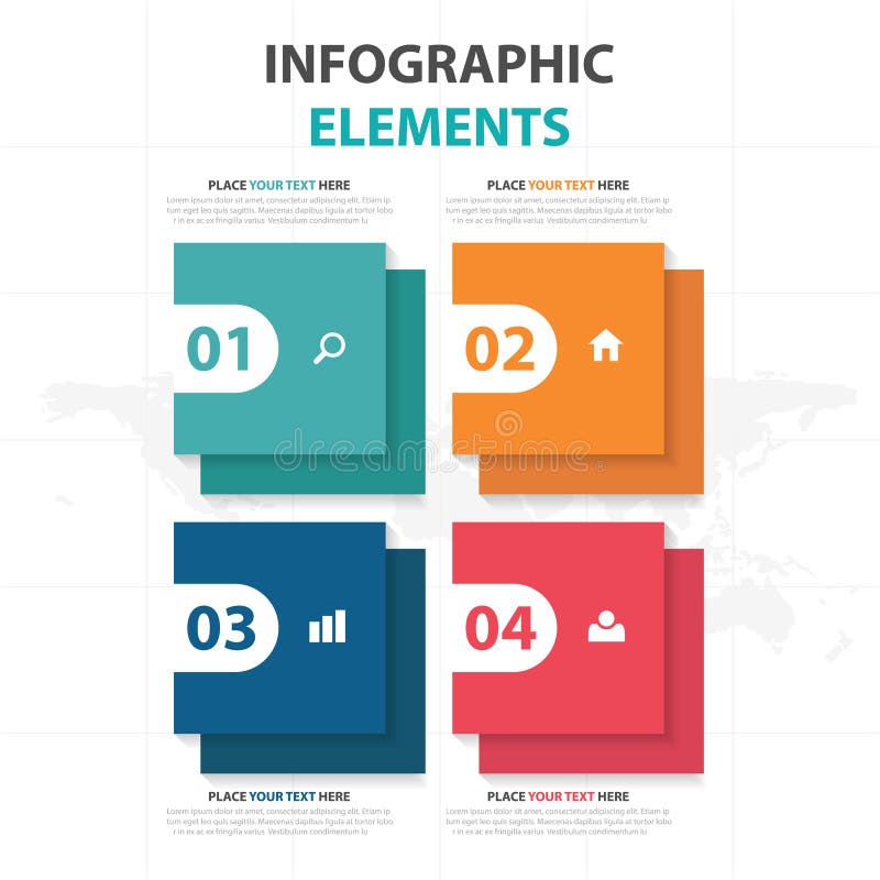Abstract Colorful Square Business Infographics Elements, Presentation ...