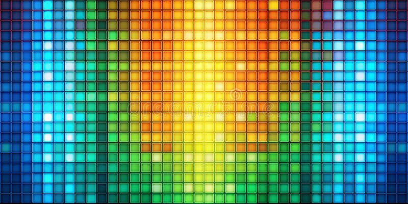 Abstract Colorful Square Grid - a Glowing Gradient of Blue, Green ...
