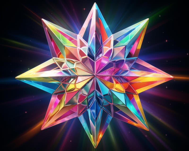 Abstract Colorful Star on Black Background Stock Illustration ...